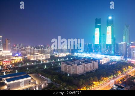Bird view at Nanchang China. Skyscraper under construction in ...