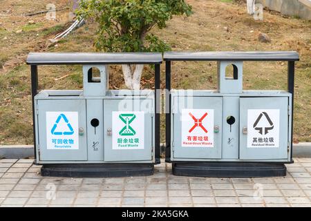 waste collection compartments by categories for recycling Stock Photo ...