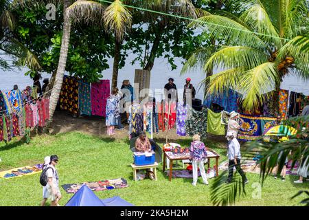 Stall holders selling and displaying various handmade crafts Alotau ...