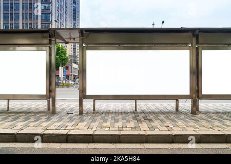 Bus stop billboard on stage Stock Photo - Alamy