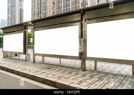 Bus stop billboard on stage Stock Photo - Alamy
