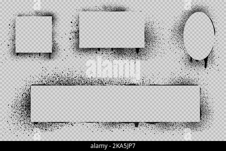 Set of rectangle frames with spray stencil effect. Grunge dotted ...
