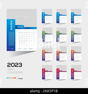 12 month 2023 wall vector calendar desig Stock Vector Image & Art - Alamy