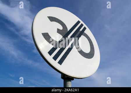 Dutch road sign: end of 30 km/h speed limit Stock Photo - Alamy