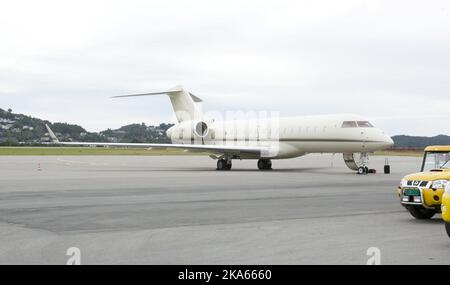 Picture showing Bill Gates' jet in Kristiansand airport Kjevik. Bill ...