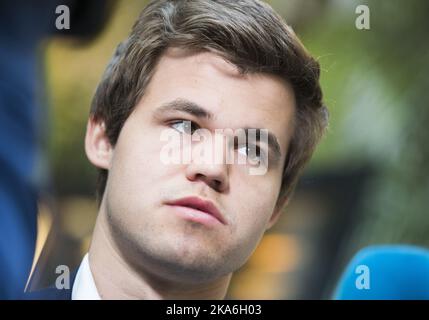 OSLO 20160413. Magnus Carlsen during a press lunch in Oslo on Wednesday ...