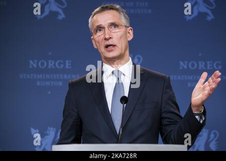 Oslo, Norway 20180205. Secretary General of NATO Jens Stoltenberg holds ...