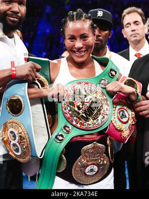 LOS ANGELES, USA 20180506. Boxer Cecilia Braekhus was struggling hard ...