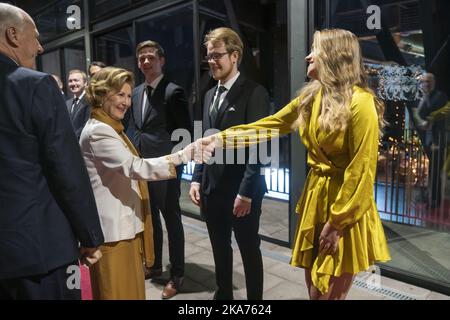 Santiago, Chile 20190327. Queen Sonja and King Harald greet the ...