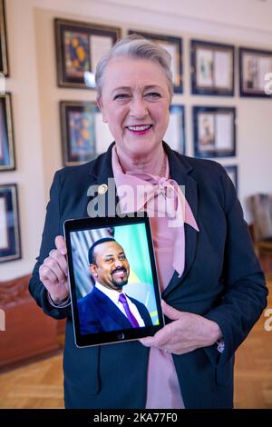 Berit Reiss-Andersen, Chair of the Norwegian Nobel Committee, attends ...