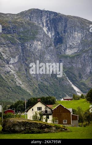 Hellesylt, Norway 20200903. On top of the steep mountainside from ...