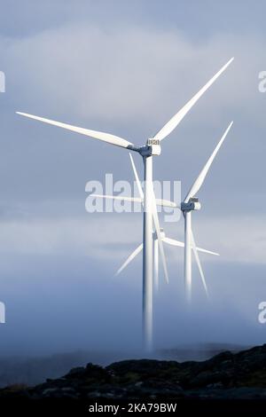 Aafjord Fosen, Norway 20201013. Storheia wind farm is the largest of ...