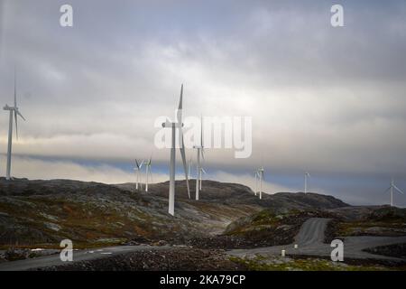 Aafjord Fosen, Norway 20201013. Storheia wind farm is the largest of ...