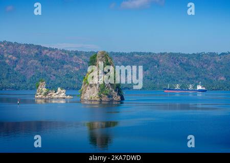 The Dawapia (Bee Hives) Rock Formations) with freighter passing in ...