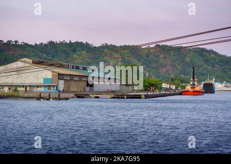 Wharf and port facilities at Rabaul Harbour, Papua New Guinea Stock ...