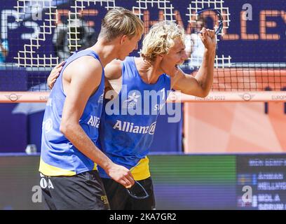 Sweden 's Jonatan Hellvig, left, and David Åhman celebrate their win ...