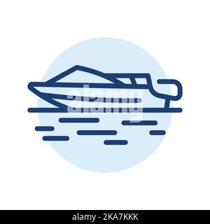 Linear motorboat icon outline vector. Motor boat. Outboard engine Stock ...