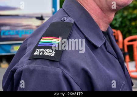 Epaulettes displaying rainbow colours worn by a firefighter from ...