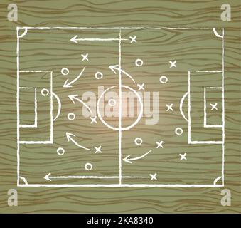 Chalkboard background with drawn official football markings on white ...