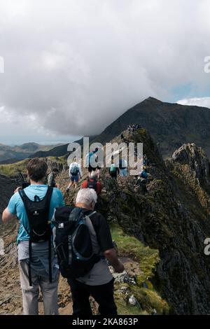 The Snowdon Horseshoe: the knife-edge of Crib Goch leads to Crib y ...