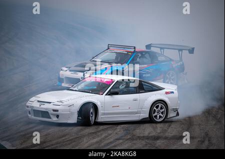 White Nissan Silvia S13 drifting on the racing circuit Stock Photo - Alamy
