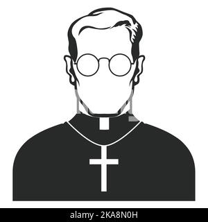 Catholic priest icon, avatar of christian pastor in specs, sunday ...