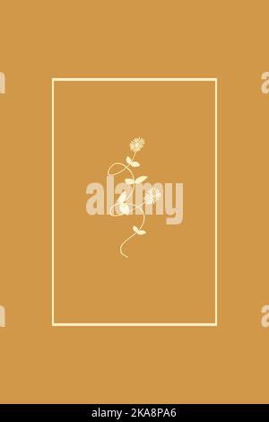 Printable trendy botanical card. Use for cover, wallpaper, wall art ...