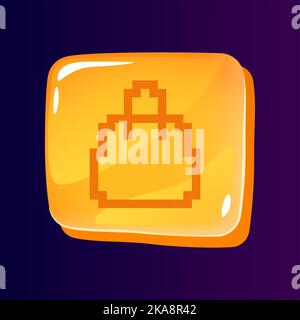 Shopping glossy ui button with pixelated color icon big set Stock ...