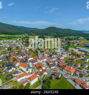 Scenic view to Bischofsmais in Bavarian Forest from above Stock Photo ...