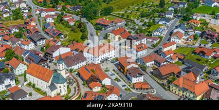 Scenic view to Bischofsmais in Bavarian Forest from above Stock Photo ...
