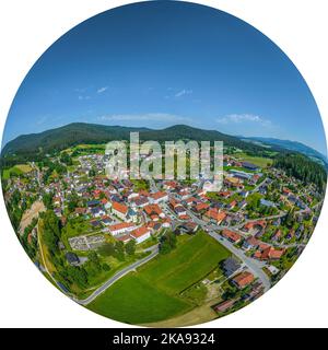 Scenic view to Bischofsmais in Bavarian Forest from above Stock Photo ...