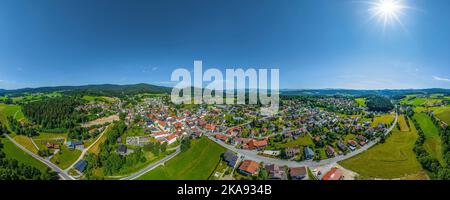 Scenic view to Bischofsmais in Bavarian Forest from above Stock Photo ...
