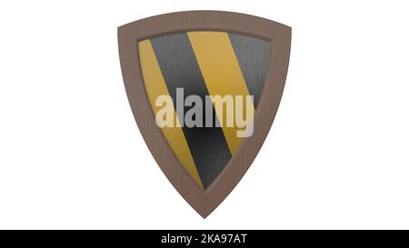 wood shield medieval yellow stripes 3d render illustration Stock Photo ...