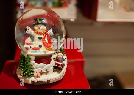 Cute snowman on chistmas decoration background Stock Photo - Alamy