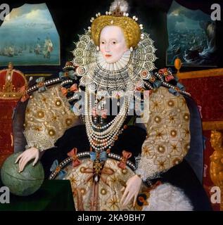 The Armada Portrait of Elizabeth I of England (1533-1603) was Queen of ...