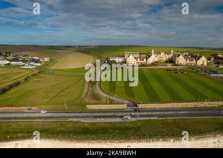 An aerial view of the Roedean School in Brighton, East Sussex, England ...