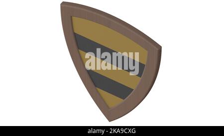 wood shield stripes medieval yellow and black 3d render illustration ...