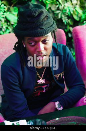 Portrait of Takeoff from Migos. Famous American rap singer Kirshnik ...