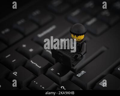 Tambov, Russian Federation - August 25, 2022 A Lego Video Game Guy ...