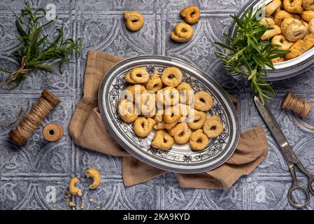 Food photography of taralli with rosemary, salty, bread, crunchy ...