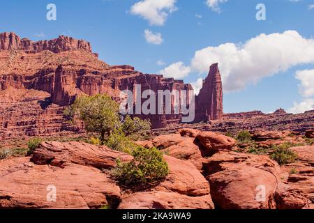 Waring Mesa and the Fisher Towers. The Titan at right is the tallest ...