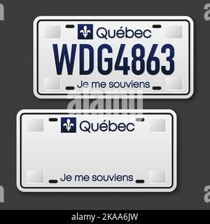 Quebec car license plate, Canada, letters, numbers and symbols, vector ...