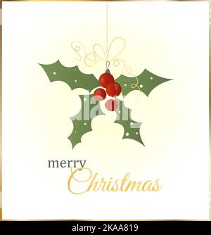 Mistletoe. Vector illustration of hanging fluffy mistletoe sprigs with ...