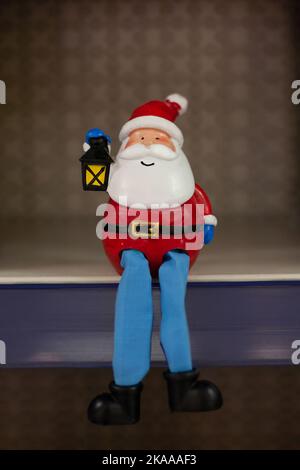 Funny cute chirstmas santa on background Stock Photo - Alamy