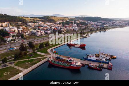 Top view of city of Aliaga. Turkey Stock Photo - Alamy