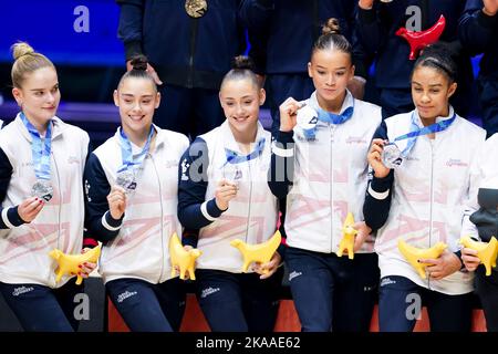 Silver medal winner, Ondine Achampong of Team England, poses on the ...
