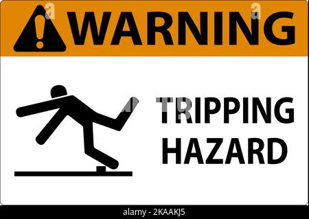 Warning Tripping Hazard Label Sign On White Background Stock Vector ...