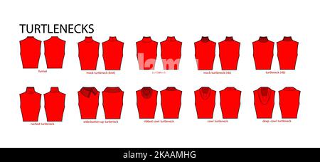 Set of necklines turtlenecks clothes sweaters, tops ribbed, knit ...