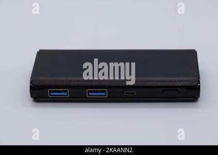 Multiple ports for USB input, black and small object Stock Photo - Alamy
