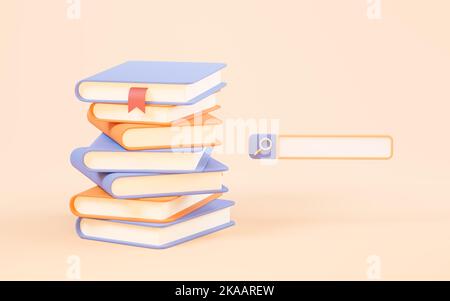Search the knowledge in books, 3d rendering. Digital drawing Stock ...